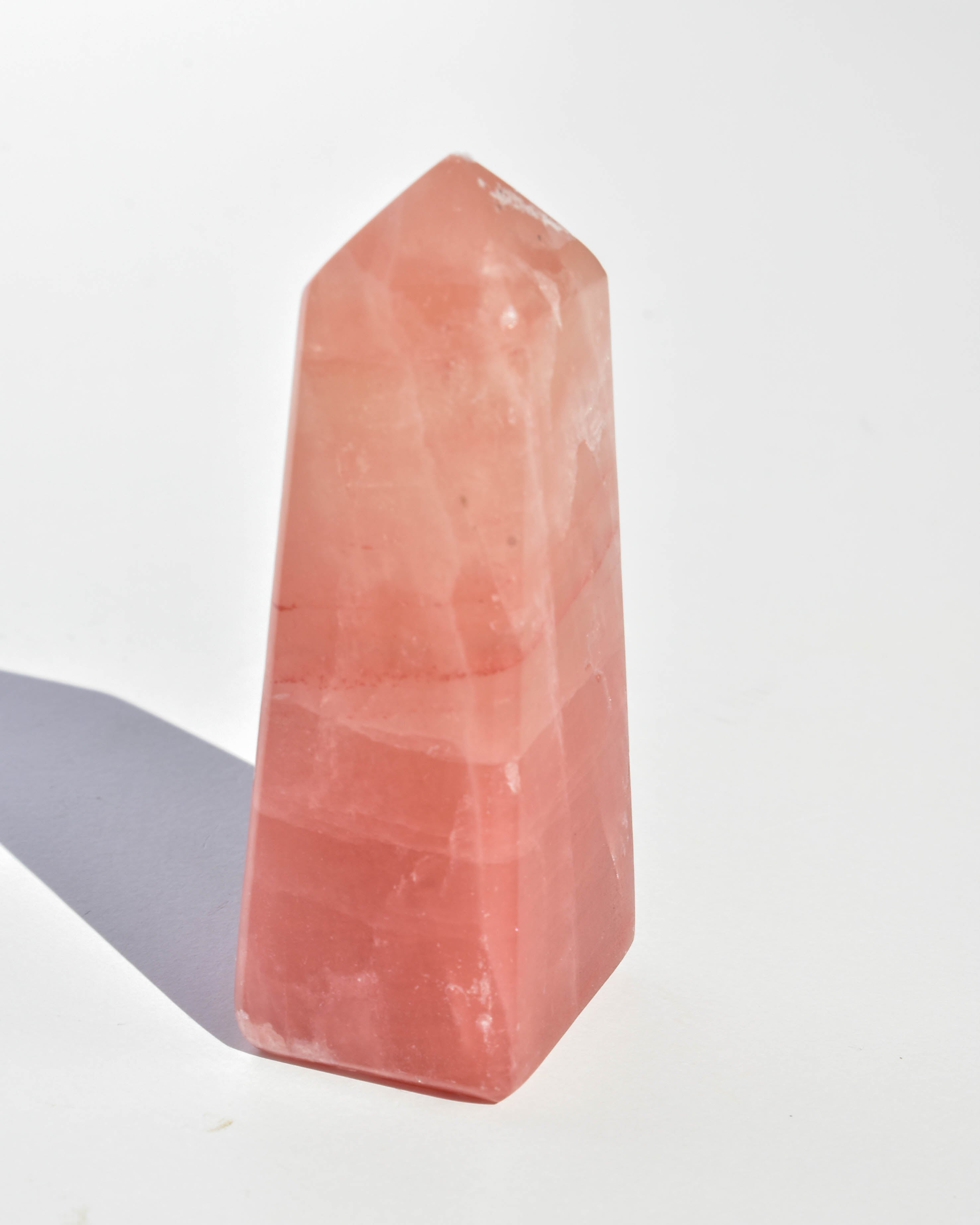 Rose Calcite Tower – Shiny Storm